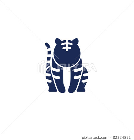 The sitting tiger is represented by a pictogram... - Stock Illustration ...