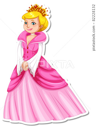 Beautiful princess cartoon character sticker - Stock Illustration ...