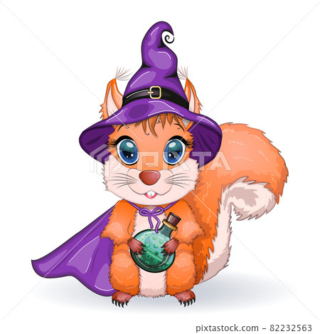 Cartoon squirrel with a potion in a purple...-插圖素材 [82232563] - PIXTA圖庫