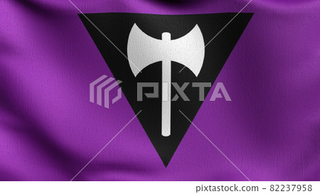 Lesbian Labrys Flag, LGBT. Pride symbol blowing...-插圖素材 [82237958 ...