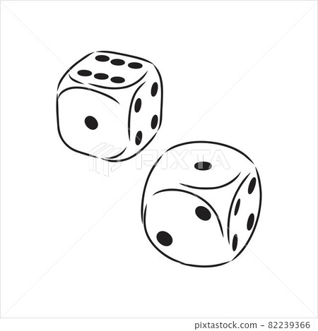 Sketch two dices game dice vector sketch - Stock Illustration [82239366 ...