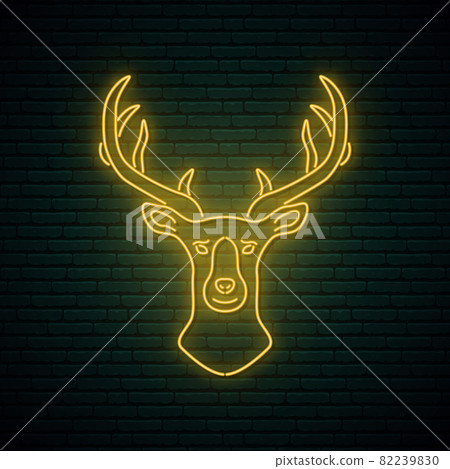 Neon deer head sign. - Stock Illustration [82239830] - PIXTA