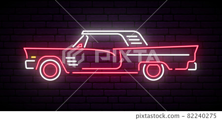 Retro car neon sign. - Stock Illustration [82240275] - PIXTA
