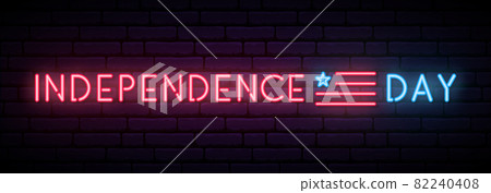 Long neon banner for Independence Day USA... - Stock Illustration ...