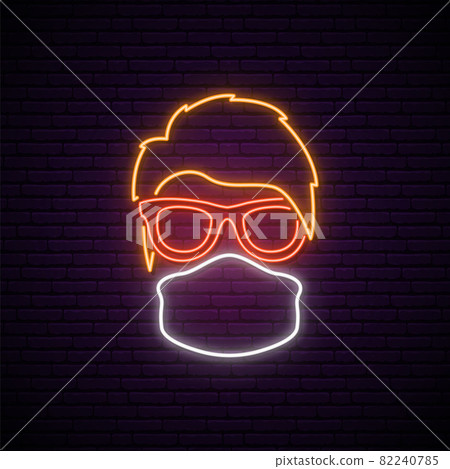 Protective medical mask neon sign. - Stock Illustration [82240785] - PIXTA