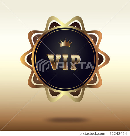 VIP pass in gold setting with a crown. The...-插圖素材 [82242434] - PIXTA圖庫