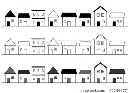 Cityscape line_monotone 3 color set - Stock Illustration [82244677] - PIXTA