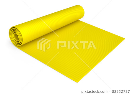Yellow yoga mat or lightweight foam camping bed... - Stock Illustration ...