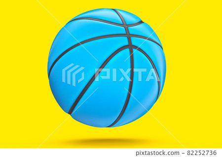 Blue basketball ball isolated on yellow background - Stock Illustration ...