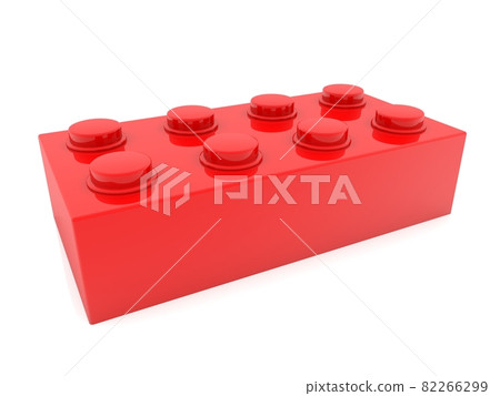 Red colored toy brick on white background - Stock Illustration ...