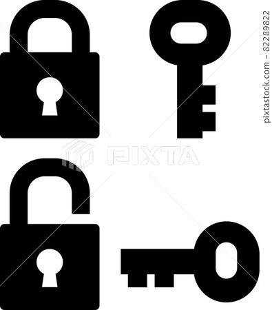 Simple lock and key icons - Stock Illustration [82289822] - PIXTA