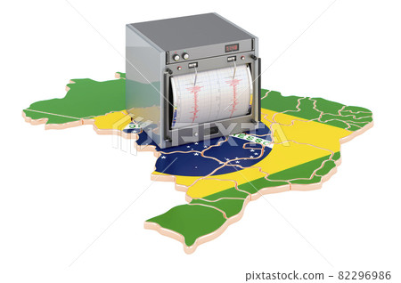 Earthquake in Brazil, concept. Seismograph on... - Stock Illustration ...