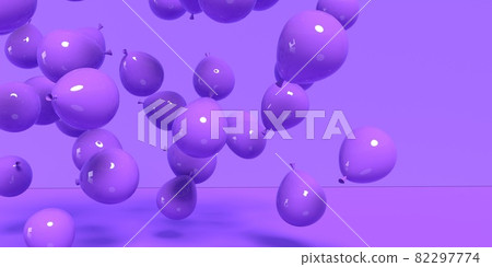 Scattered balloons on a colored background - 3D - Stock Illustration ...
