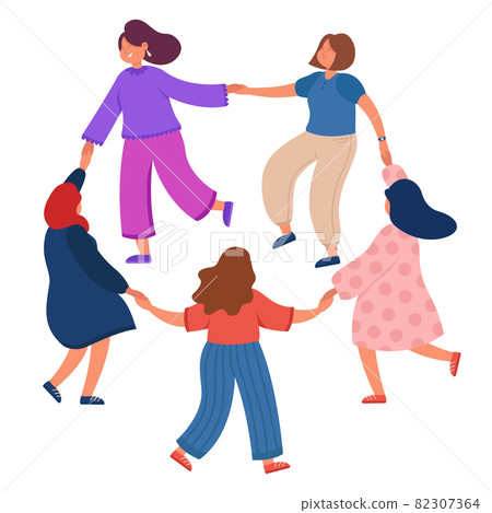 Women leading round dance on white background - Stock Illustration ...