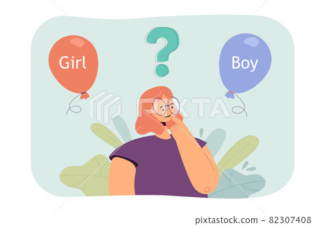 Pregnant cartoon woman in glasses guessing... - Stock Illustration ...