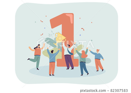 Business team taking first place and winning... - Stock Illustration ...