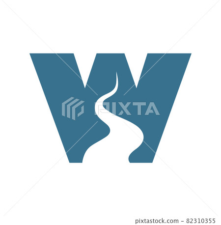 Letter W logo with river design illustration... - Stock Illustration ...