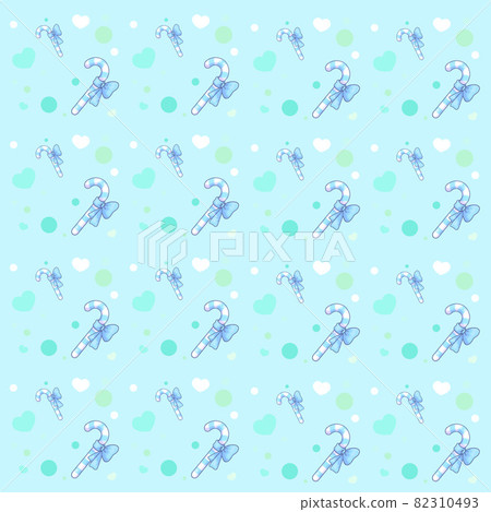 Candy cane and heart pattern pattern light blue... - Stock Illustration ...