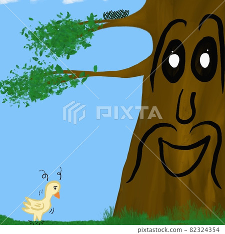 The tree father and the disappointed bird - Stock Illustration ...