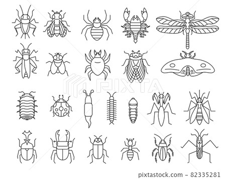 Insect line drawing icon set - Stock Illustration [82335281] - PIXTA