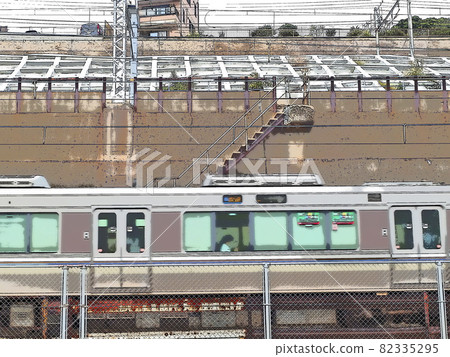 Sanyo Main Line Rapid Train Driving Scene Near... - Stock Illustration ...
