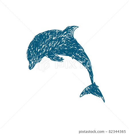 Dolphin line abstract. Handmade shading. Vector... - Stock Illustration ...