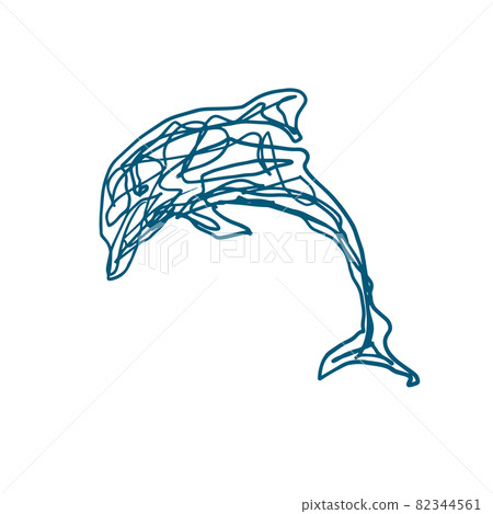 Dolphin line abstract. Handmade shading. Vector... - Stock Illustration ...