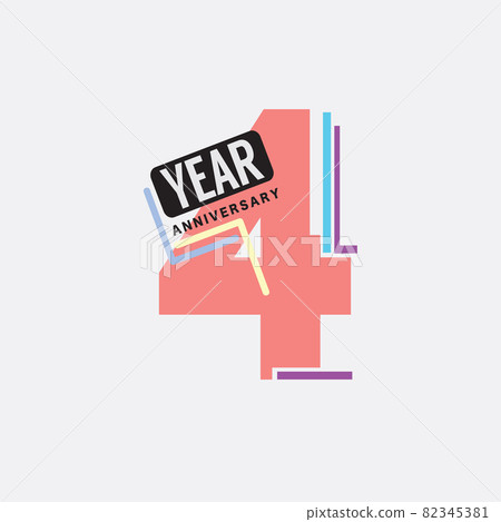 4th Years Anniversary Logo Birthday Celebration... - Stock Illustration ...