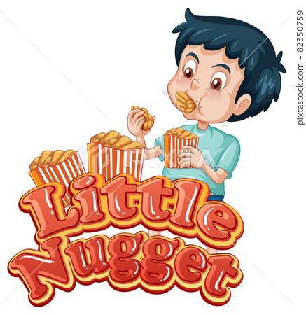 Little Nugget logo text design with a boy... - Stock Illustration ...