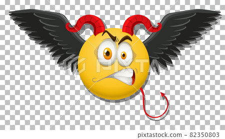 Devil emoticon with facial expression - Stock Illustration [82350803 ...