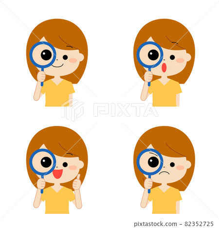 Female set looking in detail with a magnifying... - Stock Illustration ...