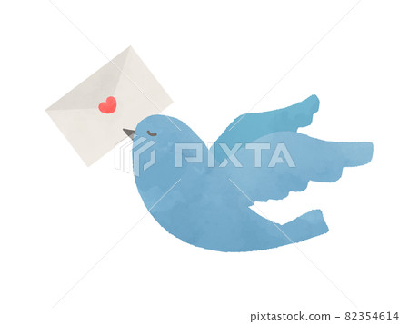 Illustration material: Flying blue bird and letter - Stock Illustration ...