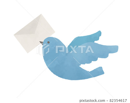 Illustration material: Flying blue bird and letter - Stock Illustration ...