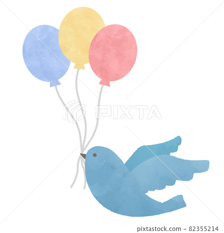 Illustration material: Blue bird and colorful... - Stock Illustration ...