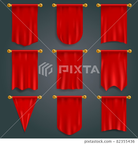 Pennant red. Realistic textile flag 3d,... - Stock Illustration ...
