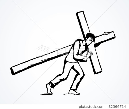 Men carry the cross. Vector drawing - Stock Illustration [82366714] - PIXTA