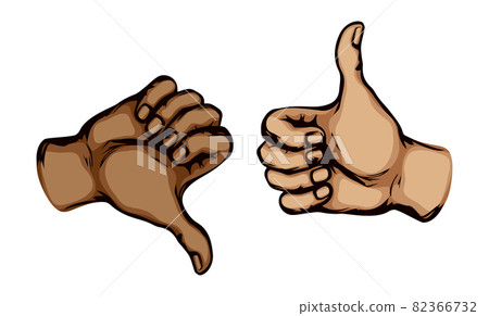 Thumbs up and down. Yes and no concept. Vector... - Stock Illustration ...