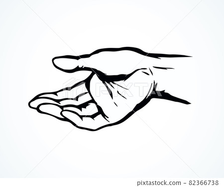 Hand begging alms. Vector drawing - Stock Illustration [82366738] - PIXTA