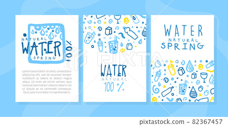 Natural Water Hand Drawn Design with Pure Fresh... - Stock Illustration ...