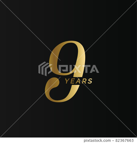 Anniversary company logo, 9 year, ninth gold... - Stock Illustration ...
