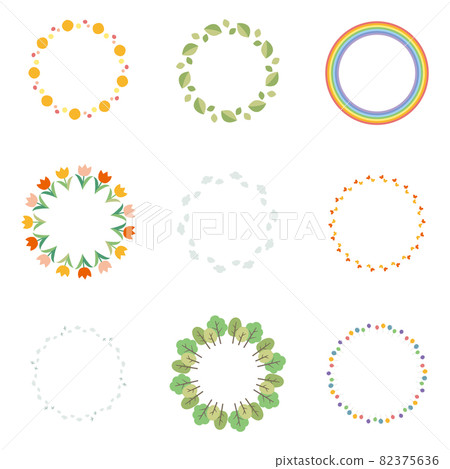 Round frame set with children's motif (CMYK ・ mm) - Stock Illustration ...