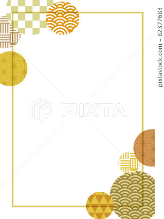 Japanese pattern circle border frame yellow... - Stock Illustration ...