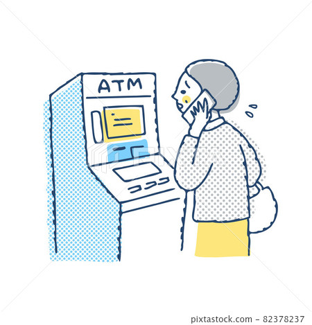 Senior woman who commits a transfer fraud - Stock Illustration ...