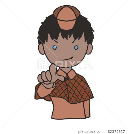 Young detective pointing his index finger (male 2) - Stock Illustration ...