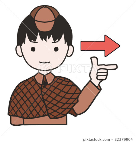 Young detective pointing (male 1) - Stock Illustration [82379904] - PIXTA