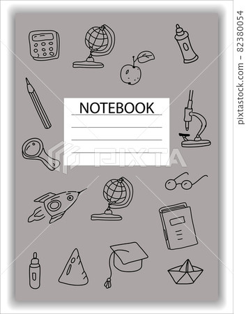Cover Notebook school doodles icons hand drawn.... - Stock Illustration ...