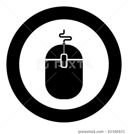 Computer mouse icon in circle round black color - Stock Illustration ...