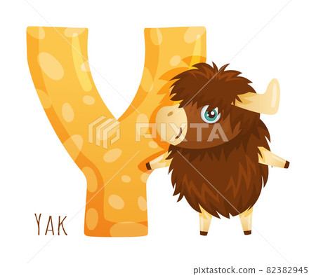 Y letter and cute yak baby animal. Zoo alphabet... - Stock Illustration ...