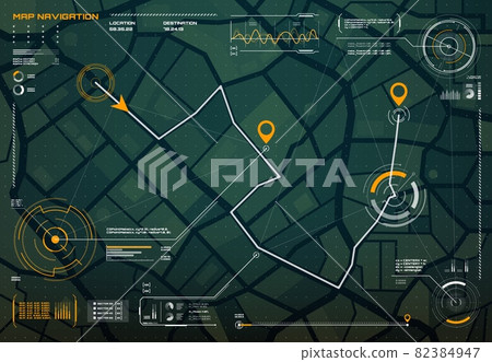 HUD navigation or city map navigation screen... - Stock Illustration [82384947] - PIXTA