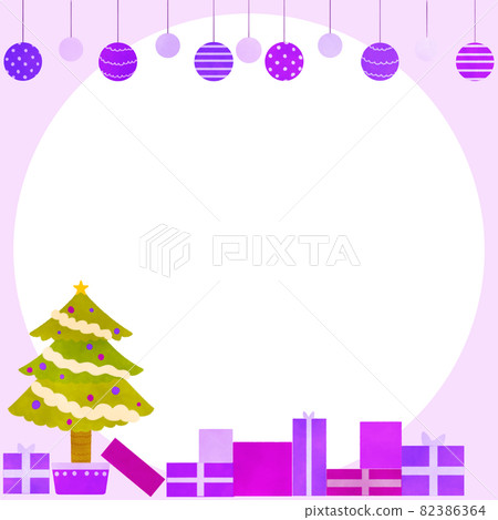 Christmas tree present frame purple - Stock Illustration [82386364] - PIXTA